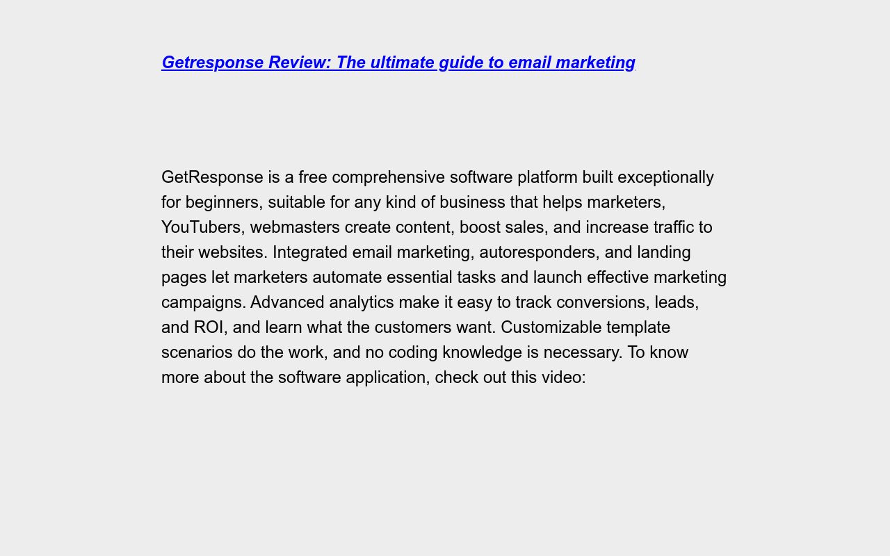 Getresponse Tutorial For Beginners